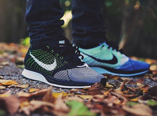 Gros plan sur la Nike Flyknit Racer 'Orca' Black White Neon