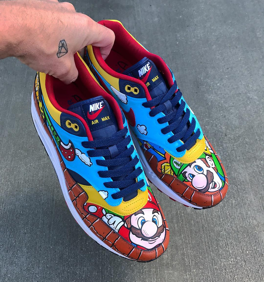 Nike Air Max 1 Logo 93 Super Mario Bros (modèle personnalisé)