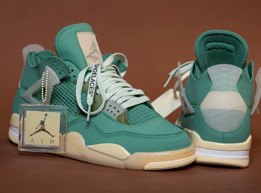 A quoi ressemble la Air Jordan 4 custom Off White Sail Neptune Green
