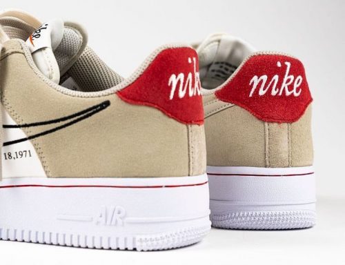 Que vaut la Nike AF1 First Use Light Stone Sail Red 50th Swoosh DB3597 ...
