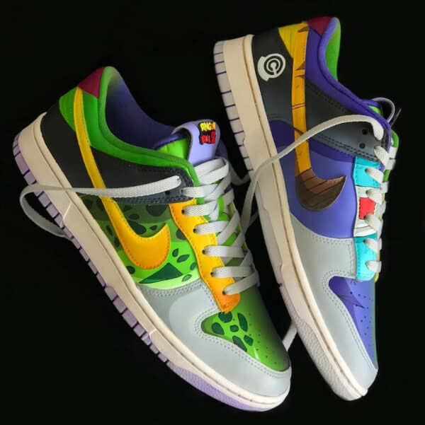 Nike Dunk Low customisée Dragon Ball Z Perfect Cell vs Trunks