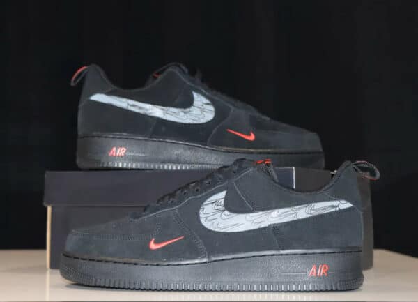 Nike AF1 Low Multi-Swoosh Black Crimson Réfléchissante DZ4514-001